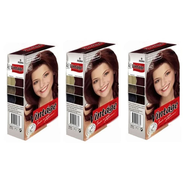 Fiona Краска для волос, Vintage Color, тон 42 Бургундский, 3 уп ...