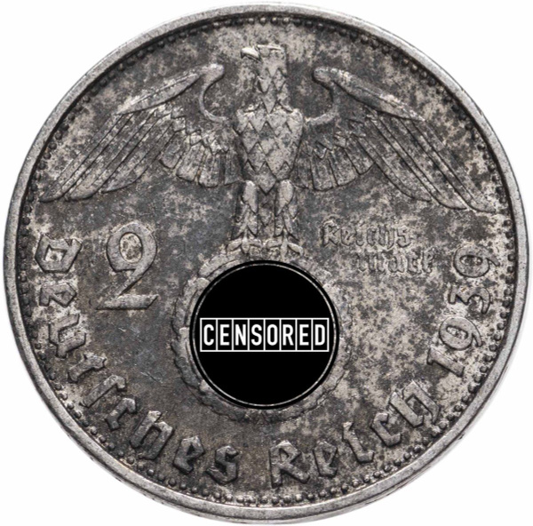 Германия, Третий Рейх 2 рейхсмарки 1939, знак монетного двора: "B" - Вена, Серебро 625, в ...