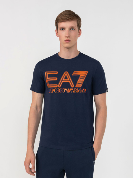 Футболка EA7, размер 52, 54, цвет темно-синий, хлопок 96% эластан 4% - купить по выгодной цене в ...