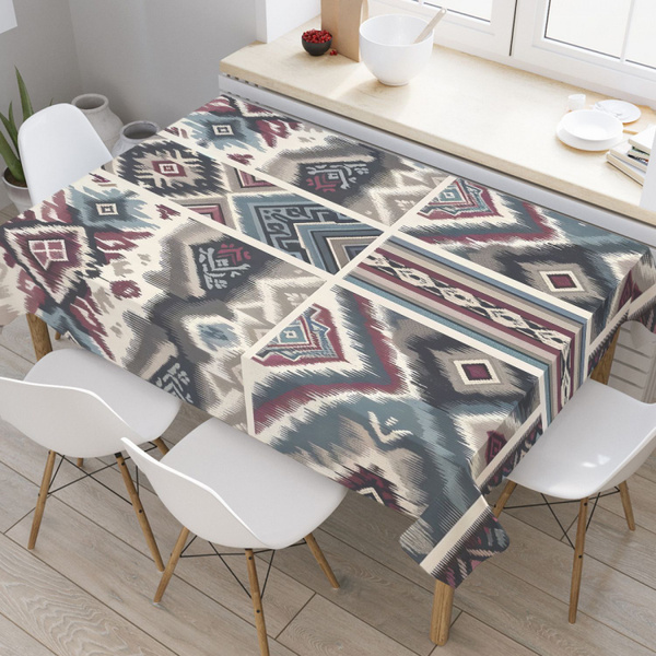 Прямоугольная тканевая скатерть на стол JoyArty с рисунком "Восточный икат" 120 на 145 см купить ...