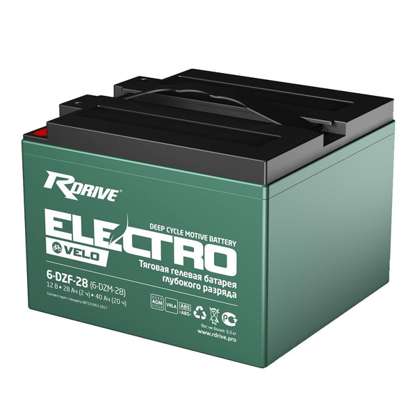 Тяговый аккумулятор RDrive 6-DZF-28 12В 40Ач (12V 40Аh) AGM для электротранспорта - купить с ...