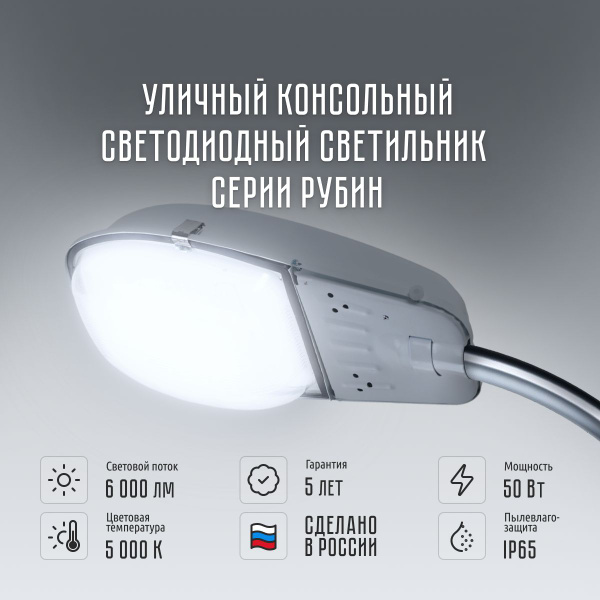 Уличные светильники фонарь консольный светодиодный Рубин 220.50-5К.Л-01 ...