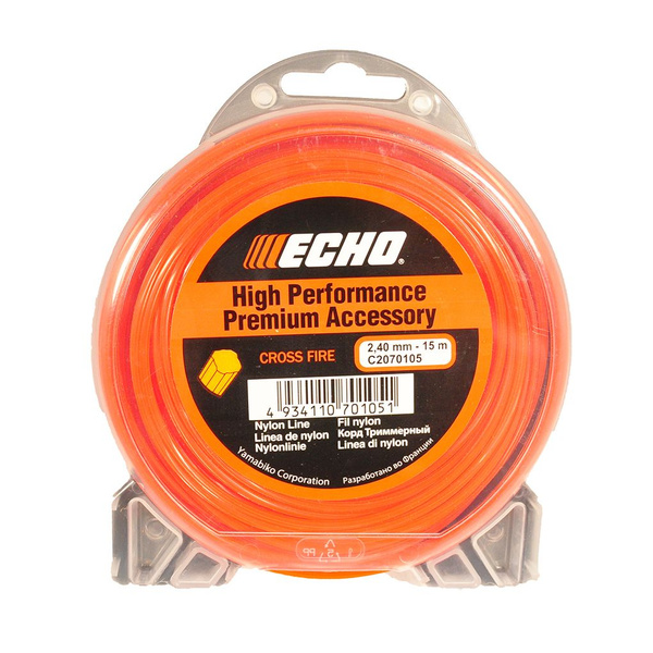 Леска для триммера Корд триммерный 2,4 мм x 15 м ECHO Cross Fire крест ...