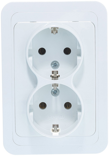 Двойная розетка с заземлением, белая Makel Mimoza 12082 - купить по низкой цене в интернет ...