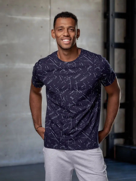 Футболка T-RONE menswear, размер 54, цвет темно-синий, 100% хлопок ...