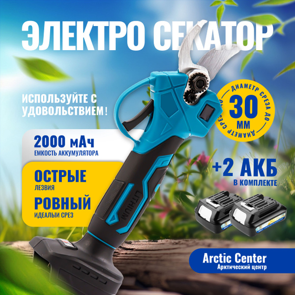 Arctic Сenter Электросекатор аккумуляторный 2 АКБ 48В садовый сучкорез ...