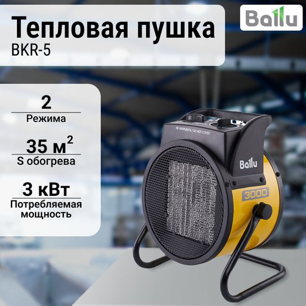 Пушка тепловая 3кВт 220В 280куб.м/ч BKR-5 Ballu - 1шт - купить по выгодной цене в интернет ...
