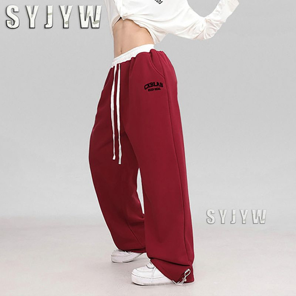 Брюки Женский SYJYW красный Полиэфирный шелк Повседневный, размер 42 Другое прямой На любой ...