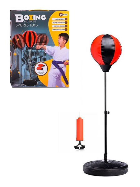 Набор для бокса Напольная груша 25 см полосатая + насос FX665-3 ...