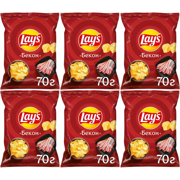 Чипсы картофельные Lay's бекон 70 г, набор: 6 штук купить на OZON по низкой цене (1682691550)