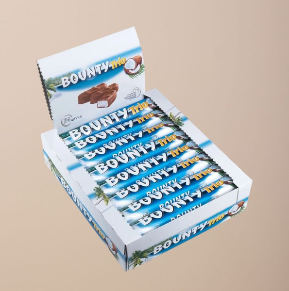 Шоколадный батончик Bounty Trio , 24 шт по 82,5 г - купить с доставкой ...