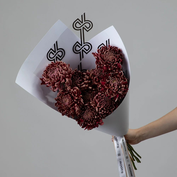 Хризантема Roots Flowers, цвет бордовый, 9 шт купить по выгодной цене в ...
