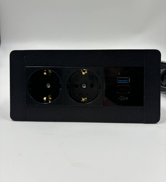 Встраиваемая модульная розетка 2 Евро и 2 USB A + C для столешницы ...