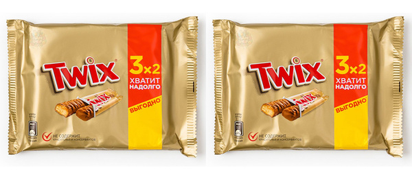 Шоколадный батончик Twix 2 уп по 165 г, Россия - купить с доставкой по выгодным ценам в интернет ...