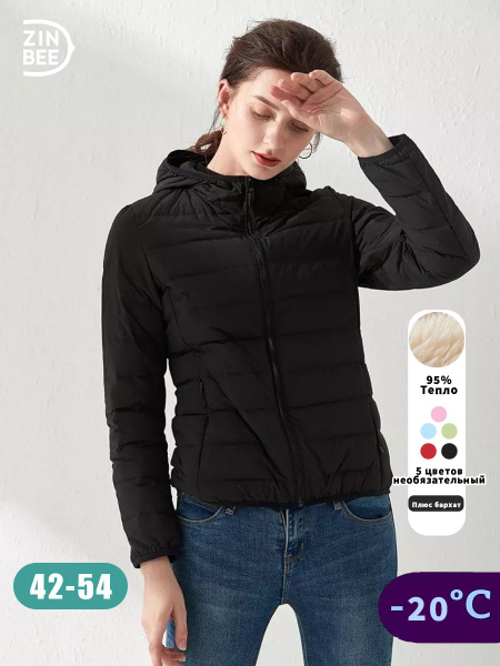 Куртка Женский ZinBee черный капюшон Полиэстер, размер 46 Зима Полиэфирное волокно Китай купить ...