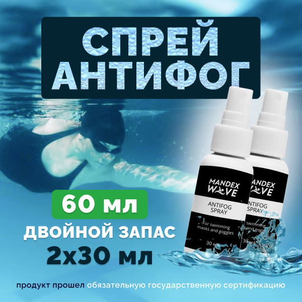 Антифог от запотевания плавательных очков и масок MANDEX WAVE 2 шт ...