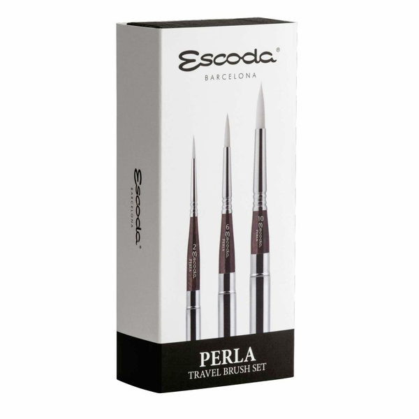 Набор кистей для рисования Escoda Perla, синтетика белая, круглая ...