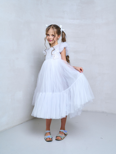 Праздничное платье LELUkids для девочки Марта, белый, р-р 104 Танцы, Девочки, На любой сезон ...