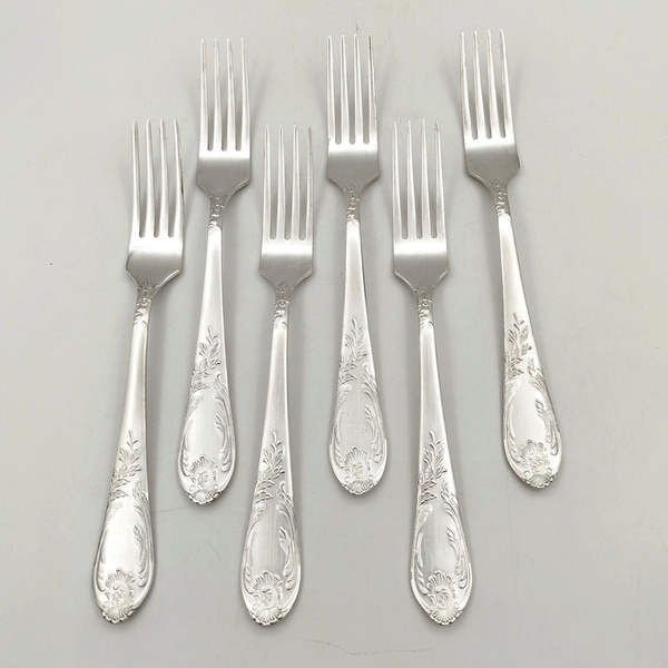 Набор из 6 вилок с растительным декором, мНЦ медь-никель-цинк, штамповка, Вольнянский завод ...