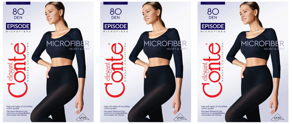 Колготки Женский Conte, размер 5 черный Полиамид, Эластан 80 ден Беларусь Еврозима Однотонный ...