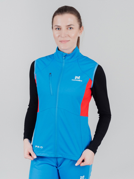 Жилет Женский NORDSKI голубой, белый Полиэстер, Softshell, размер 50 Карманы полуприталенный ...