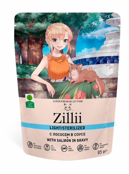 Zillii Sterilized/Light Cat Salmon влажный корм для взрослых стерилизованных кошек с лососем в ...