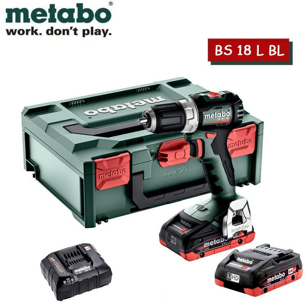 Аккумуляторная дрель-шуруповерт Metabo BS 18 L BL 18 В 2x4Ah LiHD, зарядное устройство ASC 55 ...