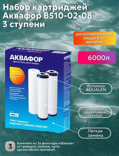 Набор картриджей Аквафор B510-02-08 3 ступени купить на OZON по низкой цене (1755409135)