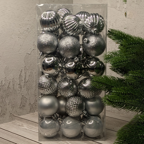Набор новогодних елочных шаров 36шт 6см. Новогодние елочные игрушки ...