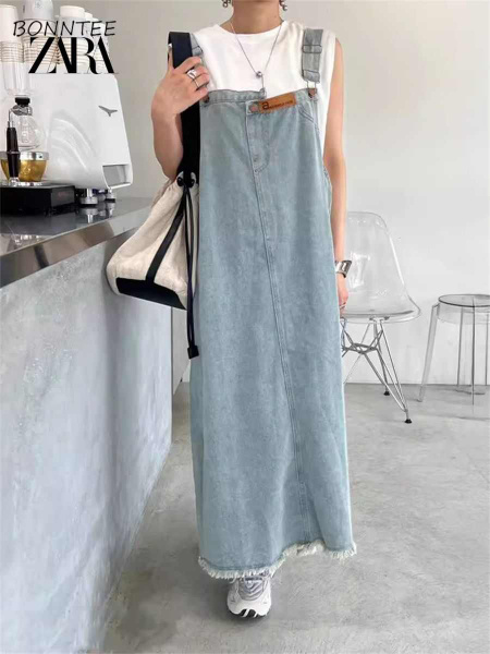 Zara Сарафан Женская Джинсовые Макси Сыпучий,52,синий,3XL, Женский, Лето, размер 52, материал ...