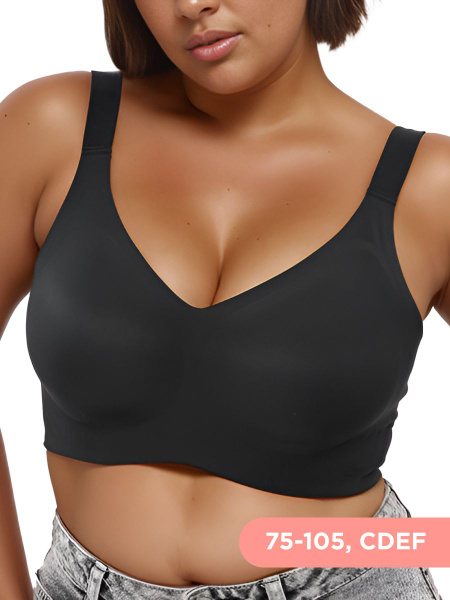 Бюстгальтер Женский white peach бесшовный, размер 85E, 85F черный Нейлон, Спандекс Повседневный ...