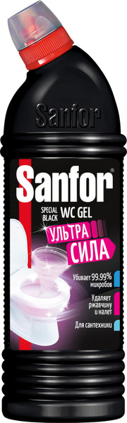 Гель Sanfor WC Ультра сила Special black для сантехники, удаляет ржавчину и налет, 1 кг купить ...