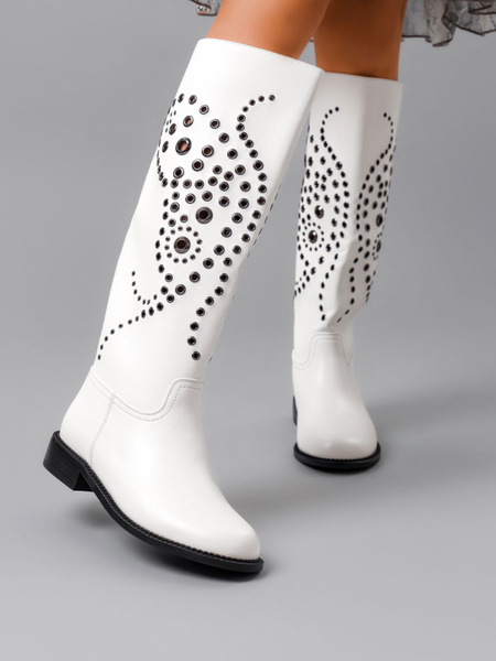 Сапоги Женский Obba, размер 41 белый Демисезон F Без каблука Италия Кисточки Молния купить c ...