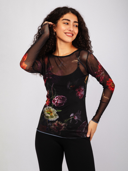 Лонгслив Женский KyKy wear черный Длинный, размер 50 Полиэфир, Эластан прямой Повседневный ...