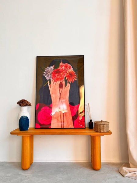 Приставной столик Скамья из лиственницы с массивными ножками DAPA ...