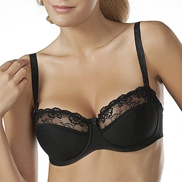 Бюстгальтер Женский Milavitsa балконет, размер 70E черный Беларусь Крючки со съемными бретелями ...