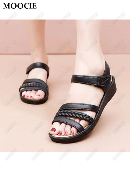 Босоножки Женский MOOCIE Без каблука ABS пластик, Искусственная кожа, размер 39 Толстая подошва ...
