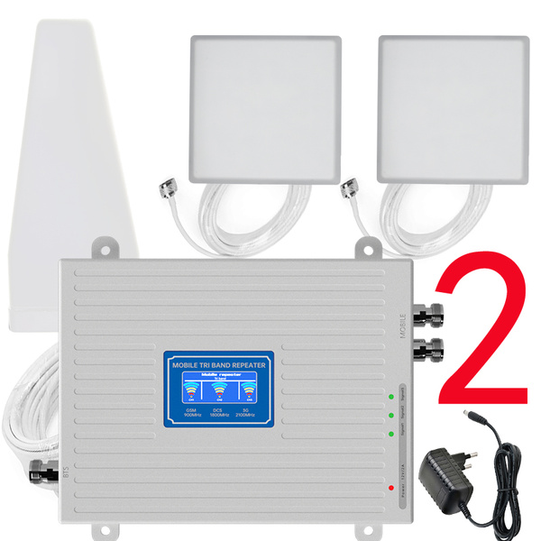 Репитер 2G 3G 4G GSM LTE 900 1800 2100 mhz (комплект три-диапазонный ...