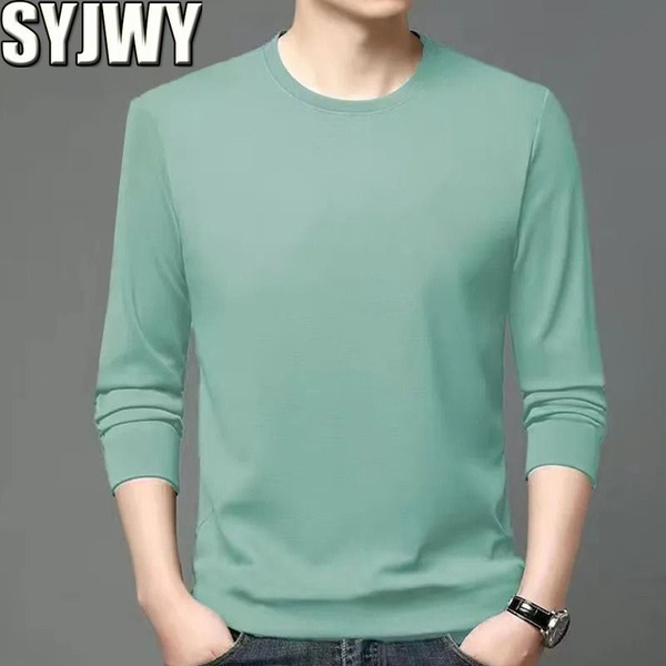 Лонгслив Мужской SYJWY умеренно зеленый Длинный, размер 50 Лавсан Повседневный купить c ...