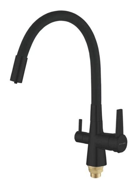 Смеситель для кухни с гибким изливом и подключением фильтра Shevanik S668H, черный купить на ...
