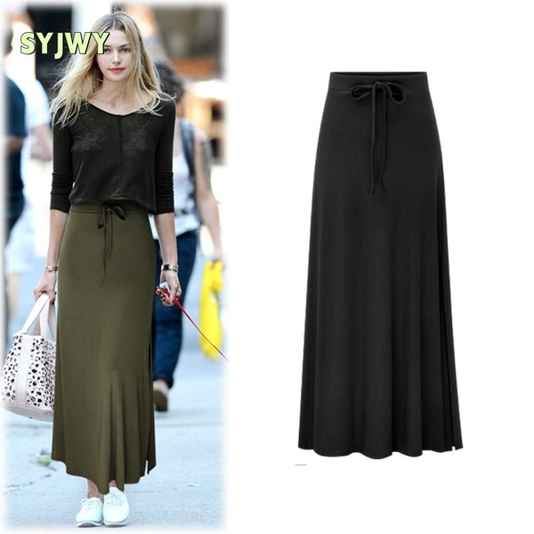 Юбка Женский SYJWY черный Политекс, размер 54 Без застежки Макси Демисезон купить c доставкой на ...