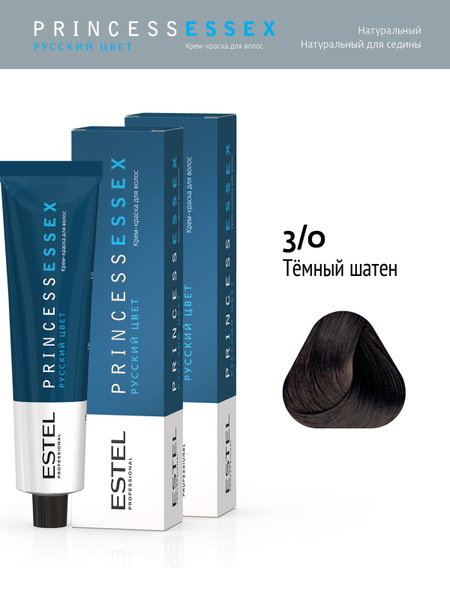 ESTEL PROFESSIONAL Профессиональная крем-краска для окрашивания волос PRINCESS ESSEX 3/0 темный ...
