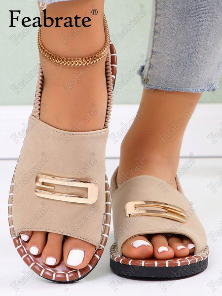 Сандалии Женский Feabrate, размер 37 Полиуретан Круглый нос, Маломерит R (средняя) Лето Без ...