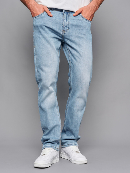 Джинсы Мужской DENIM DYNASTY синий прямые, размер 50 прямой Средняя На ...