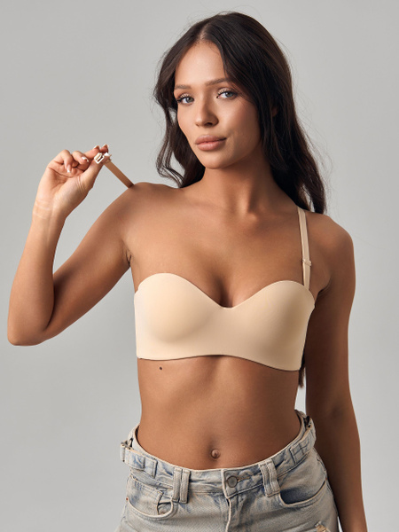 Бюстгальтер Женский BY YOU бандо, размер 75B бежевый Спандекс, Полиамид Клипса Однотонный купить ...