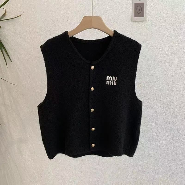 Майка Женский Miu Miu черный размер 46 Хлопок Повседневный Китай облегающий Надписи Логотип