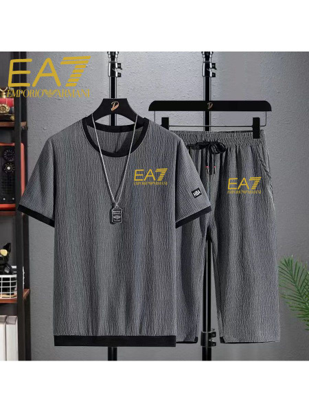 Костюм спортивный Мужской EA7 серо-черный, размер 46, 48 Лето купить c доставкой на OZON по ...