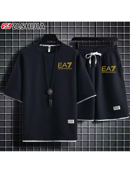 Костюм спортивный Мужской EA7 черный, размер 50, 52 Лето купить c доставкой на OZON по низкой ...