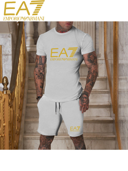 Костюм спортивный Мужской EA7 светло-серый, размер 54, 56 Лето купить c доставкой на OZON по ...