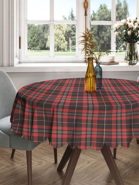 Круглая скатерть на стол с принтом "Традиционная шотландка" 150х150 см, JoyArty купить на OZON ...